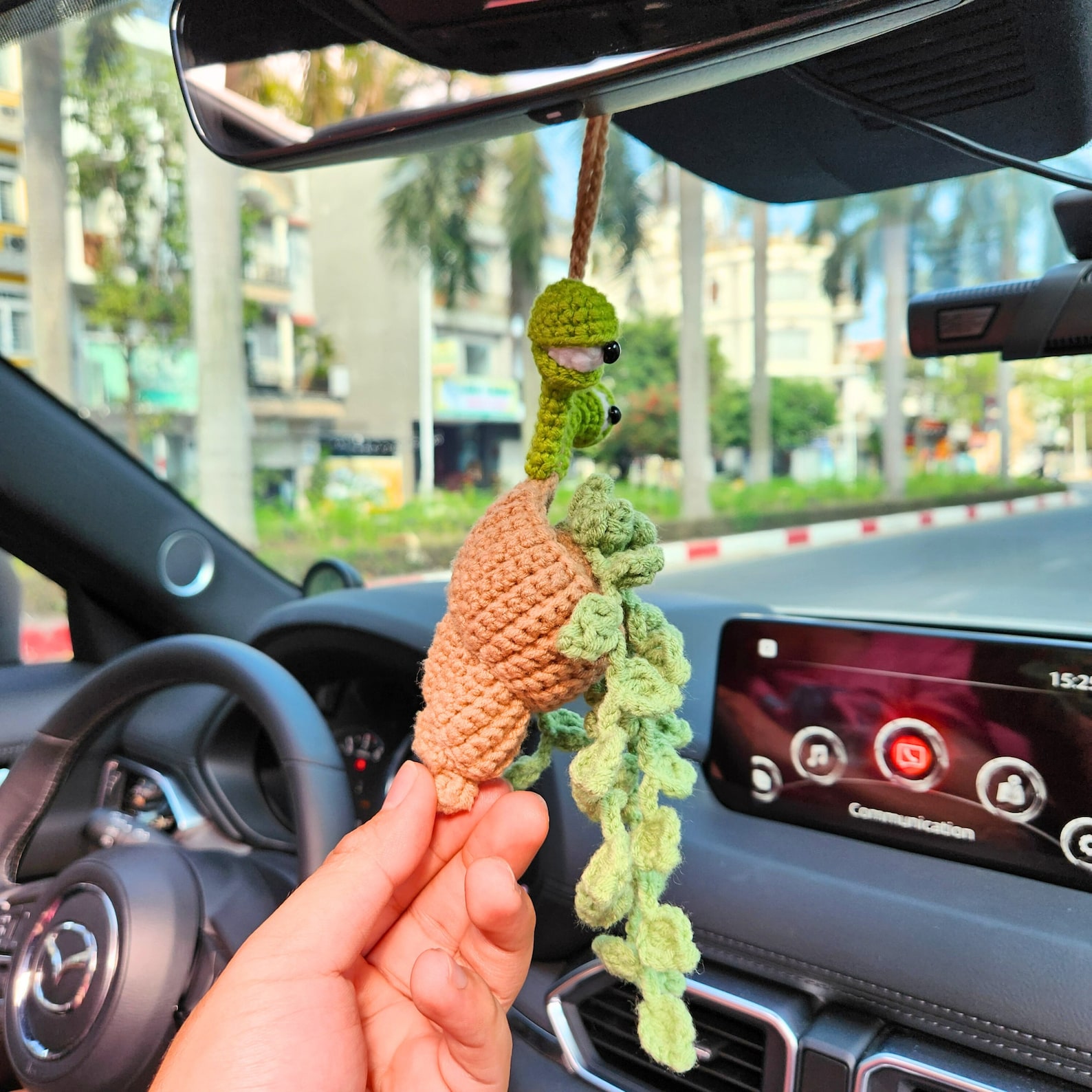 Crochet String of Pearls Plant Car Mirror Hanging: Essential Oil ...