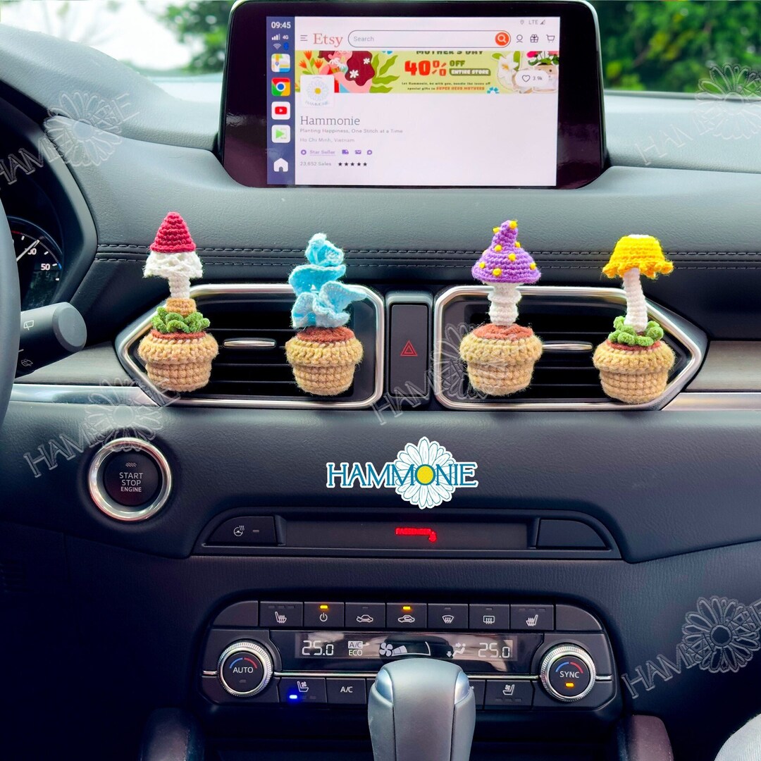 Crochet Mushroom Car Air Vent Clip, Cute Plant Lover Gift - Etsy