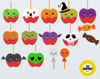 Caramel Apples Clipart - Etsy