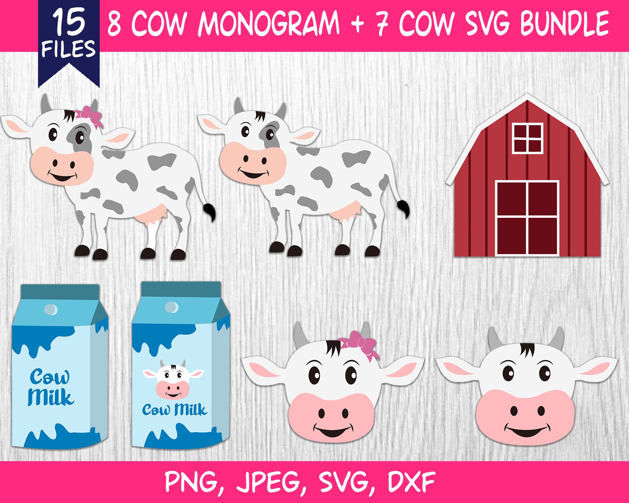 Cow Monogram SVG, Baby Cow Split Monogram, Cricut Cut Files, Cow Svg ...