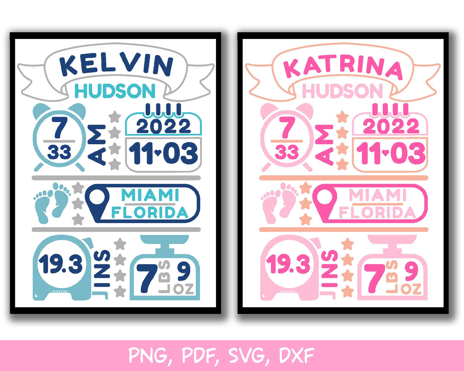 Birth Stats Svg Birth Announcement Svg Baby Birth Stats Svg - Etsy