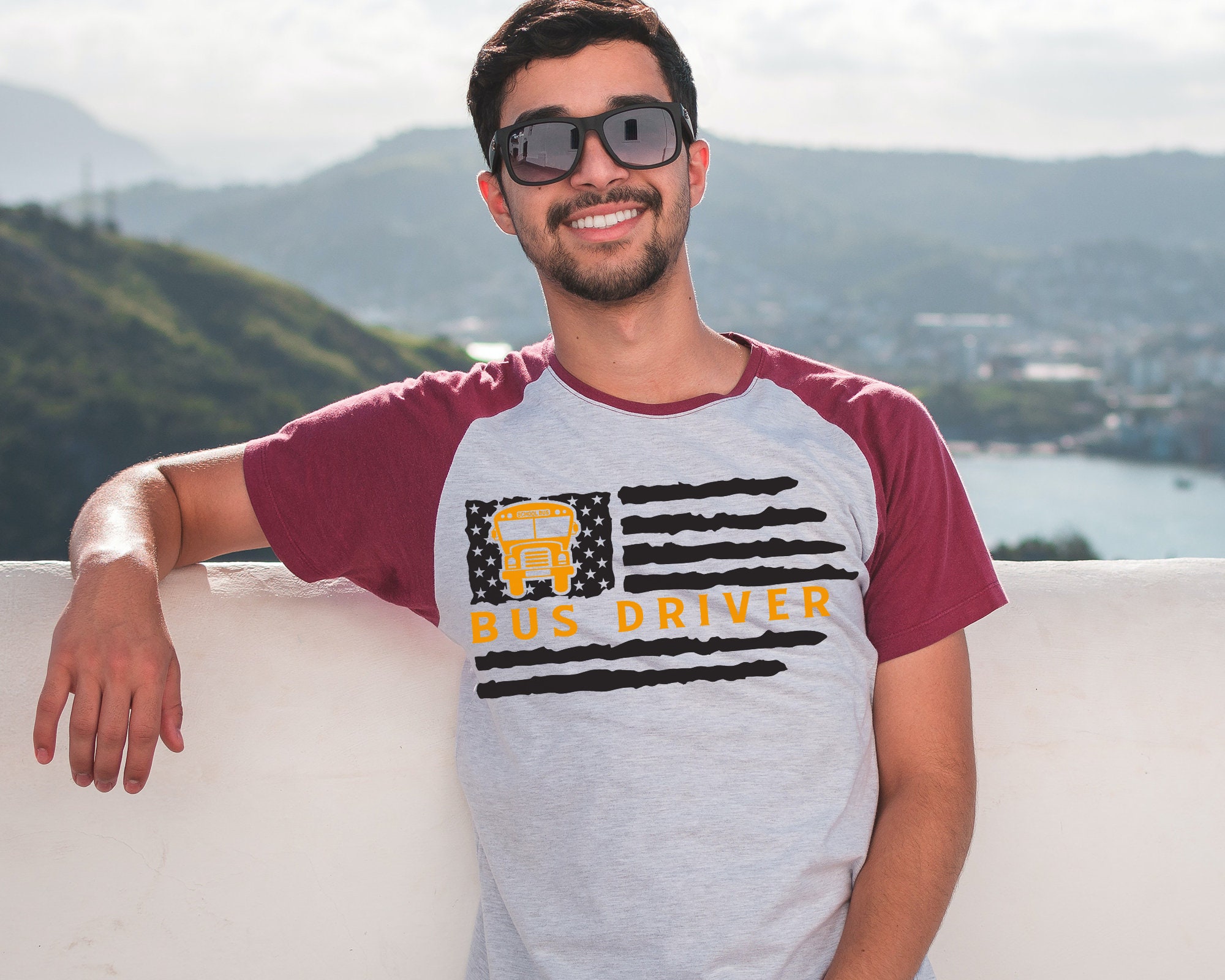 US School Bus Driver Appreciation Gift, School Bus, Us Flag Bus Driver ...