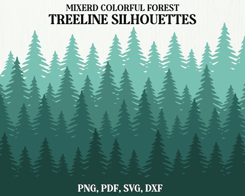 Treeline Silhouette Cut Files, Forest Clipart (svg, Png, Pdf, Dxf) - Etsy