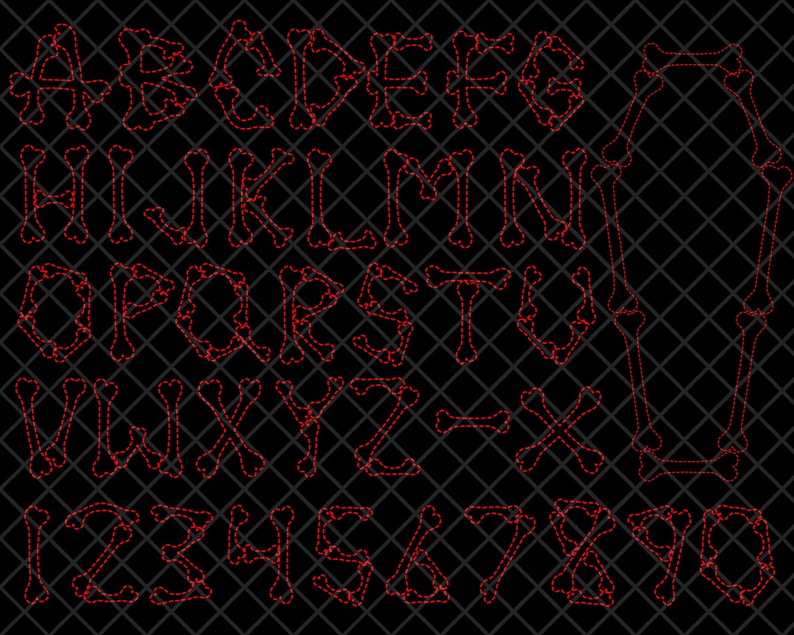 Hollow Bones Font Svg, Halloween Bones Alphabet, Skeleton Bones Font ...