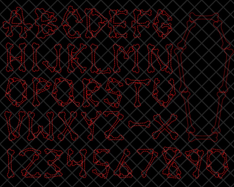 Hollow Bones Font Svg, Halloween Bones Alphabet, Skeleton Bones Font ...