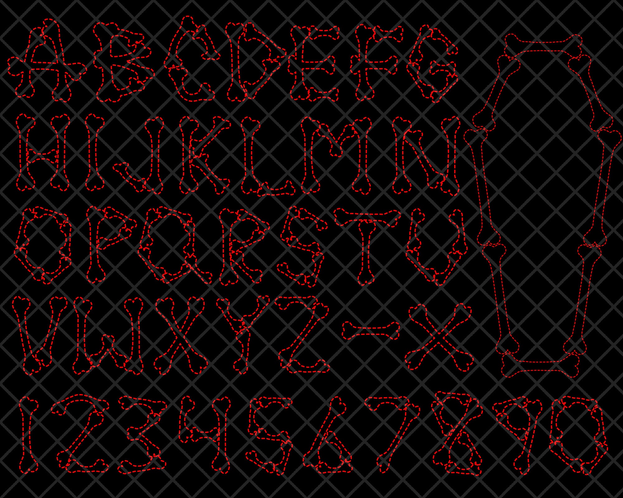 Hollow Bones Font Svg, Halloween Bones Alphabet, Skeleton Bones Font ...