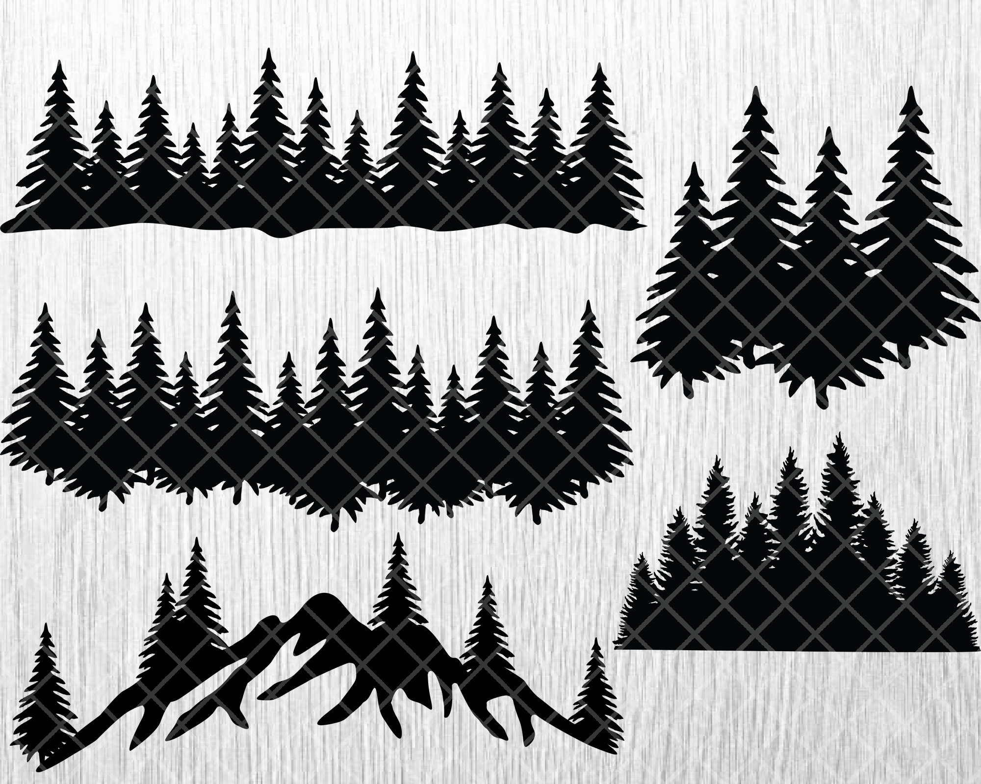 Forest Tree Silhouette Svg Bundle, Forest Svg, Forest Bundle, Pine Tree ...