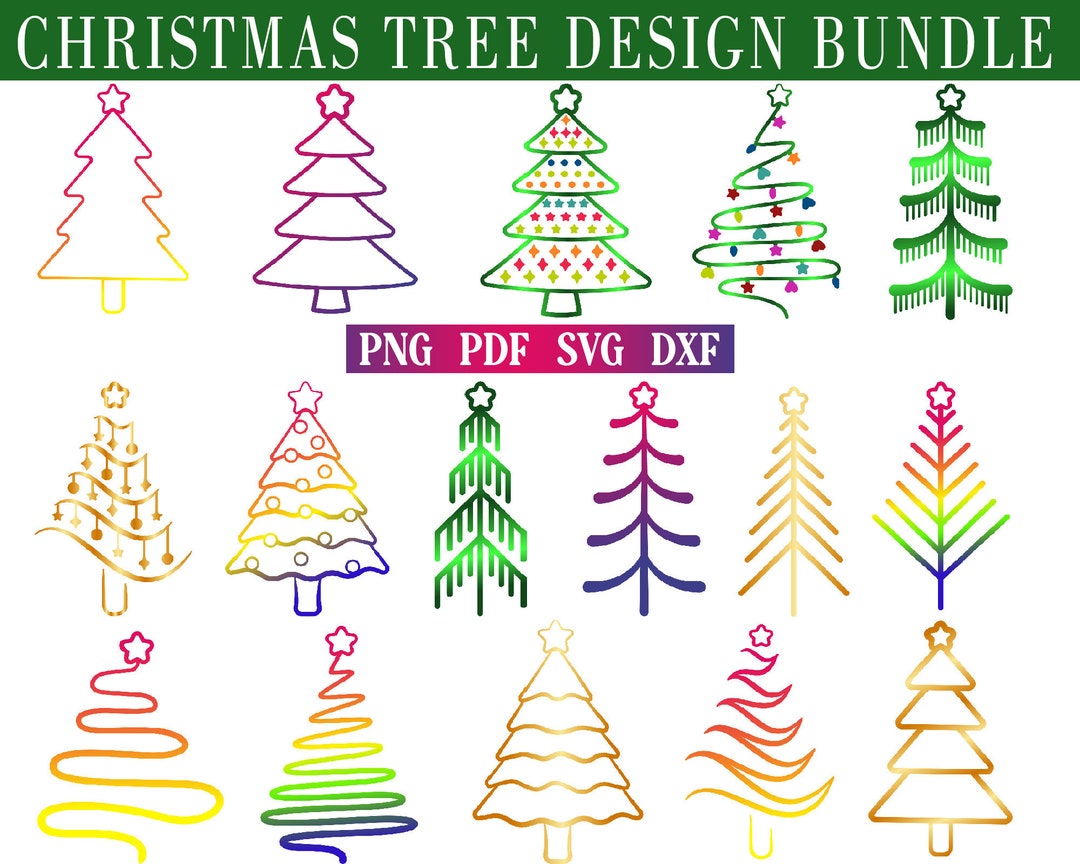 Christmas Tree SVG Bundle, Xmas Tree Svg, Pine Tree Svg, Hand Drawn ...