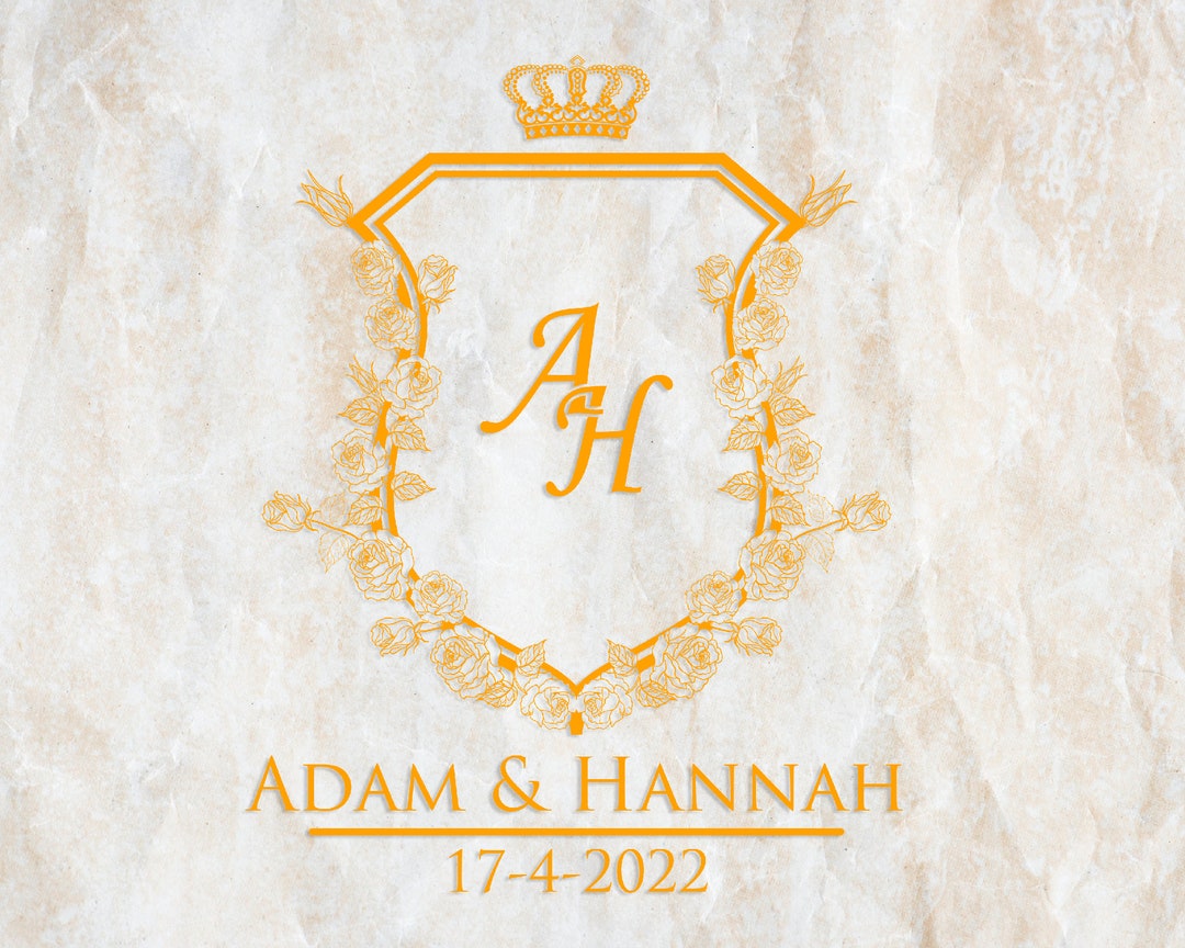 Custom Floral Wedding Logo, Luxury Royal Wedding Monogram Logo, Emblem ...