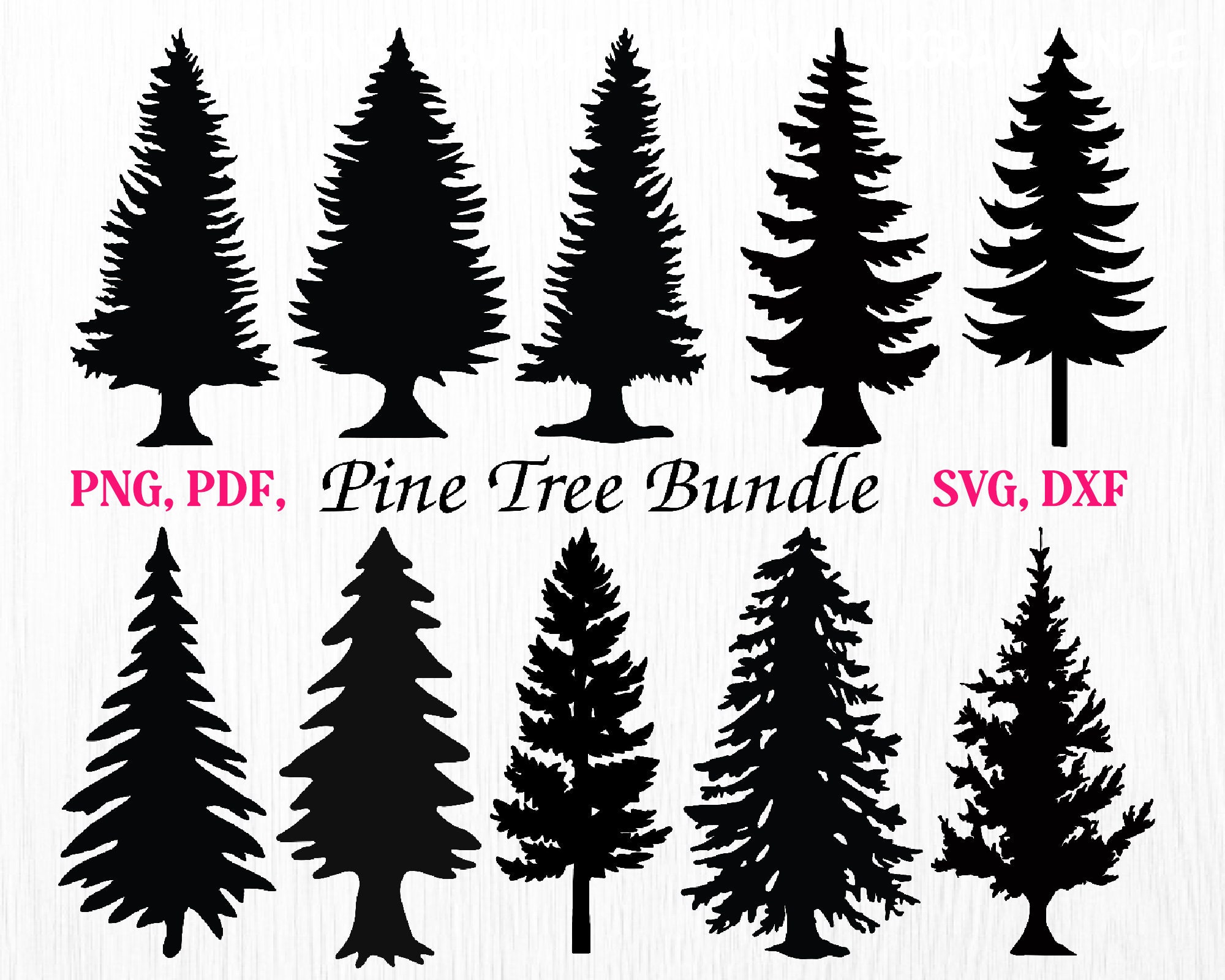 Pine Tree Svg Bundle, Pine Tree Svg, Tree Bundle, Pine Tree Silhouette ...