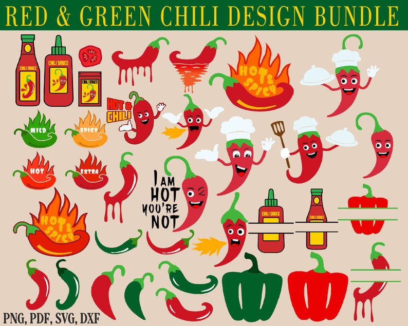 Chili Pepper SVG Bundle, Dripping Red Chili, Chili Sauce Png Clipart ...