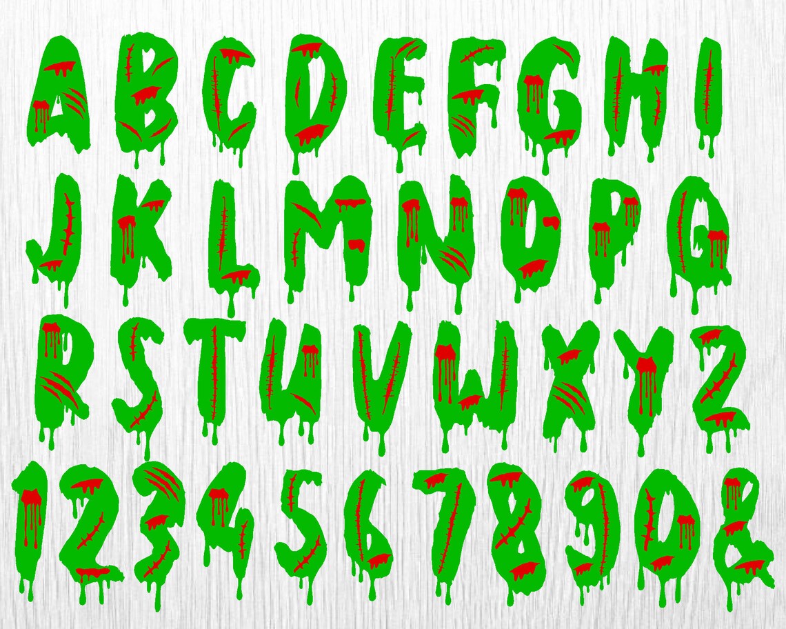 Dripping Zombie Font Svg, Blood Font, Scary Dripping Font Svg ...