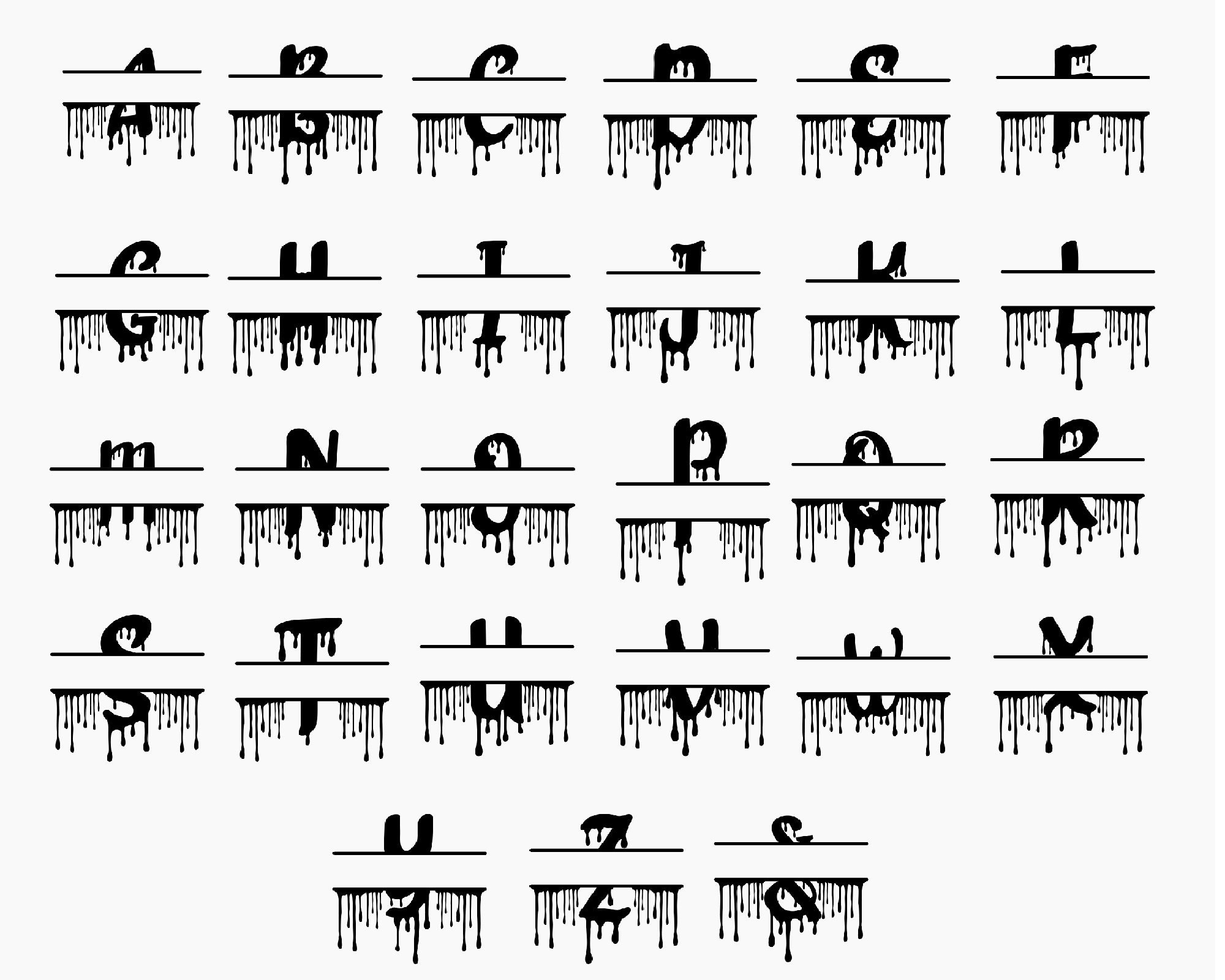 Dripping Split Monogram Font Svg, Halloween Horror Split Font, Split ...