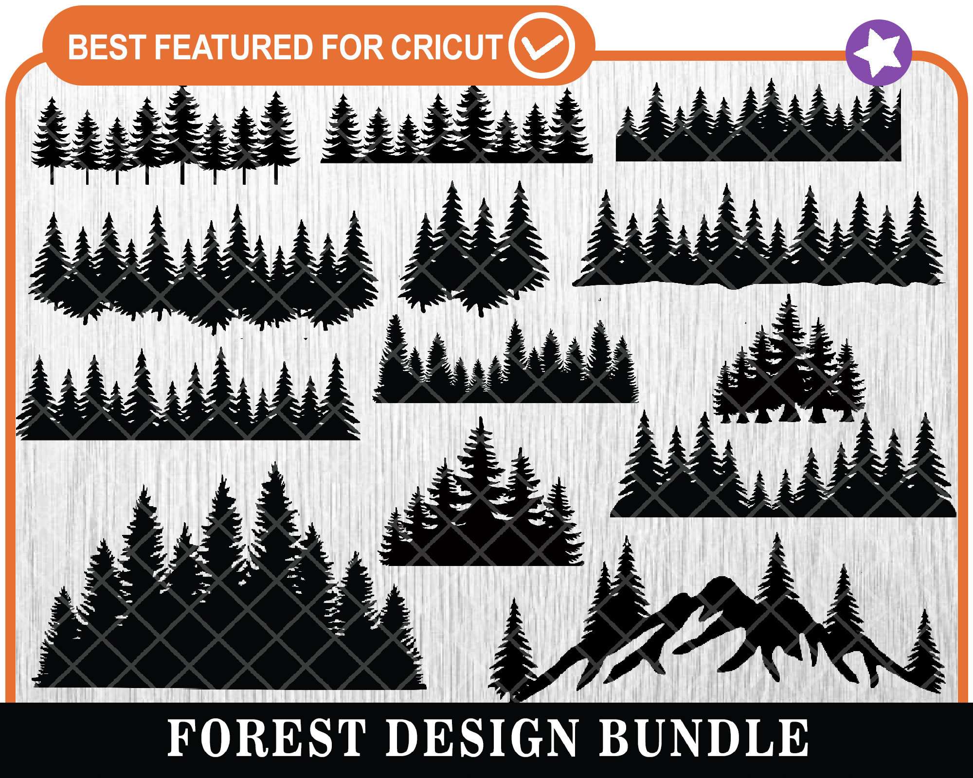 Forest Tree Silhouette Svg Bundle, Forest Svg, Forest Bundle, Pine Tree ...