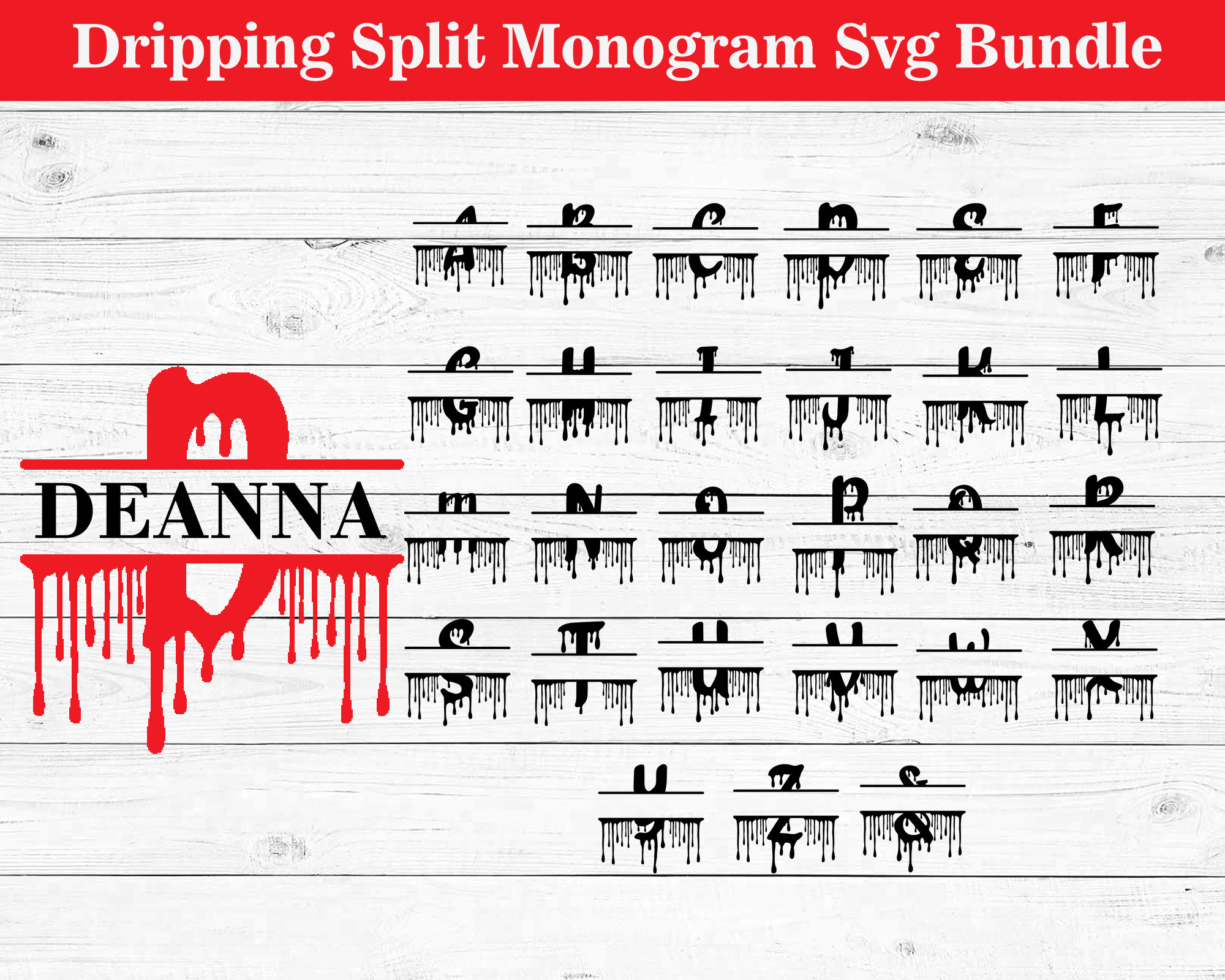 Dripping Split Monogram Font Svg, Halloween Horror Split Font, Split ...