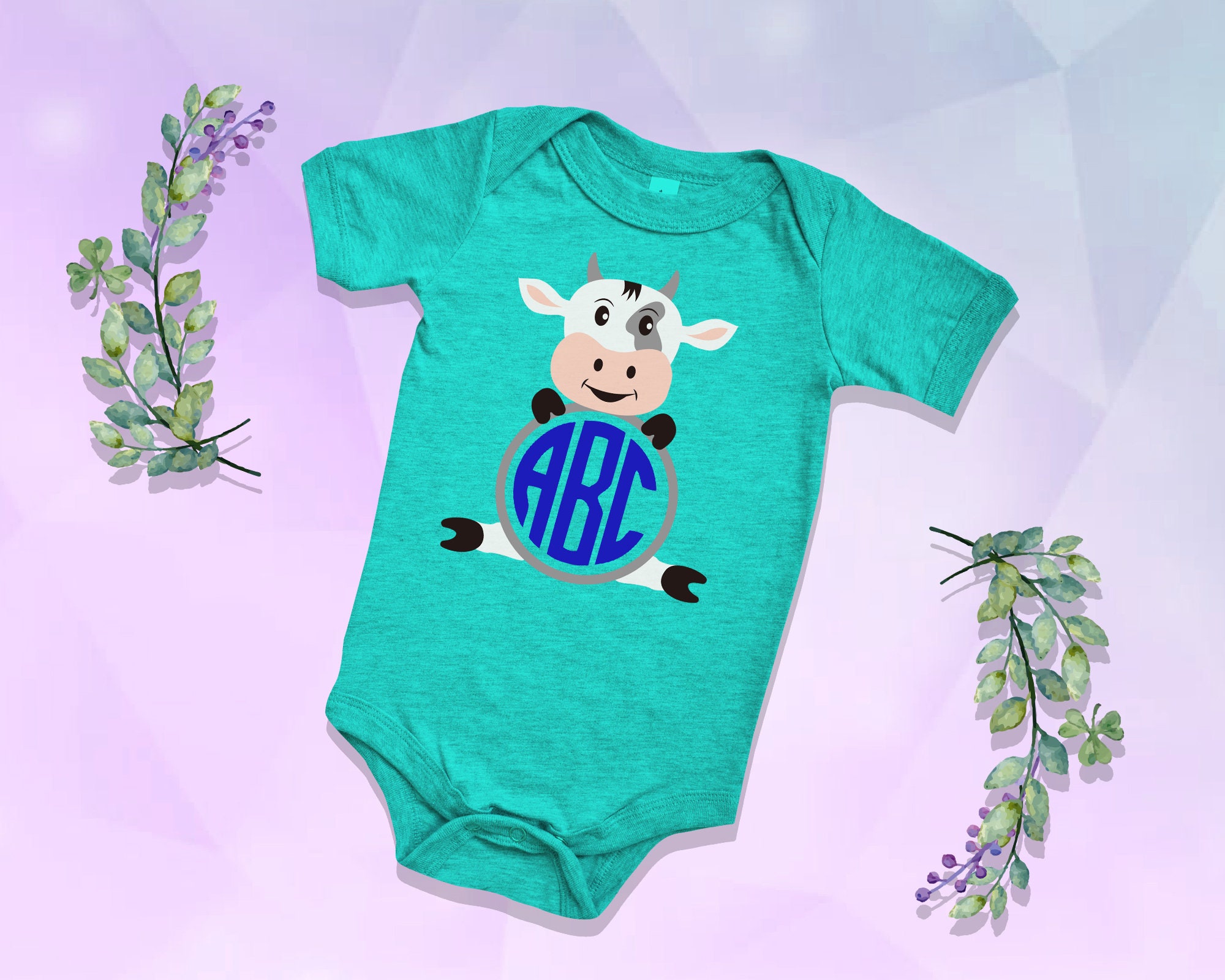 Cow Monogram SVG, Baby Cow Split Monogram, Cricut Cut Files, Cow Svg ...