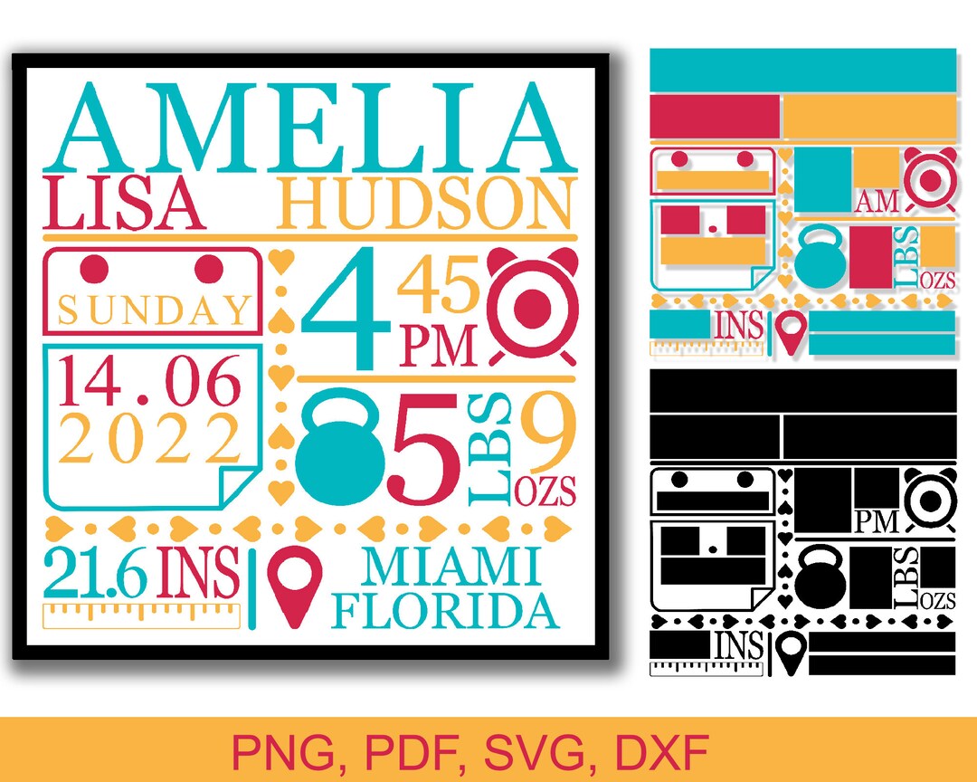 Birth Announcement Svg, Birth Stats Svg, Baby Birth Stats, Shower Svg ...