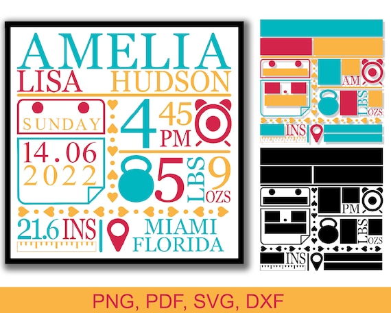 Birth Announcement Svg Birth Stats Svg Baby Birth Stats - Etsy