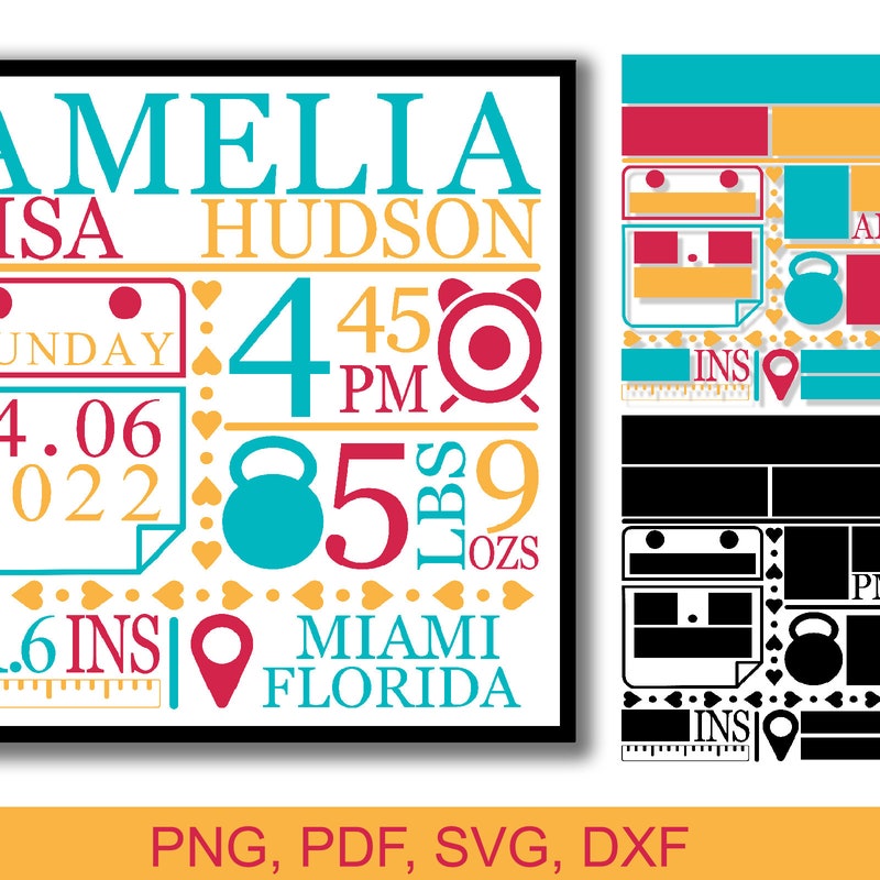 Birth Stats Svg - Etsy