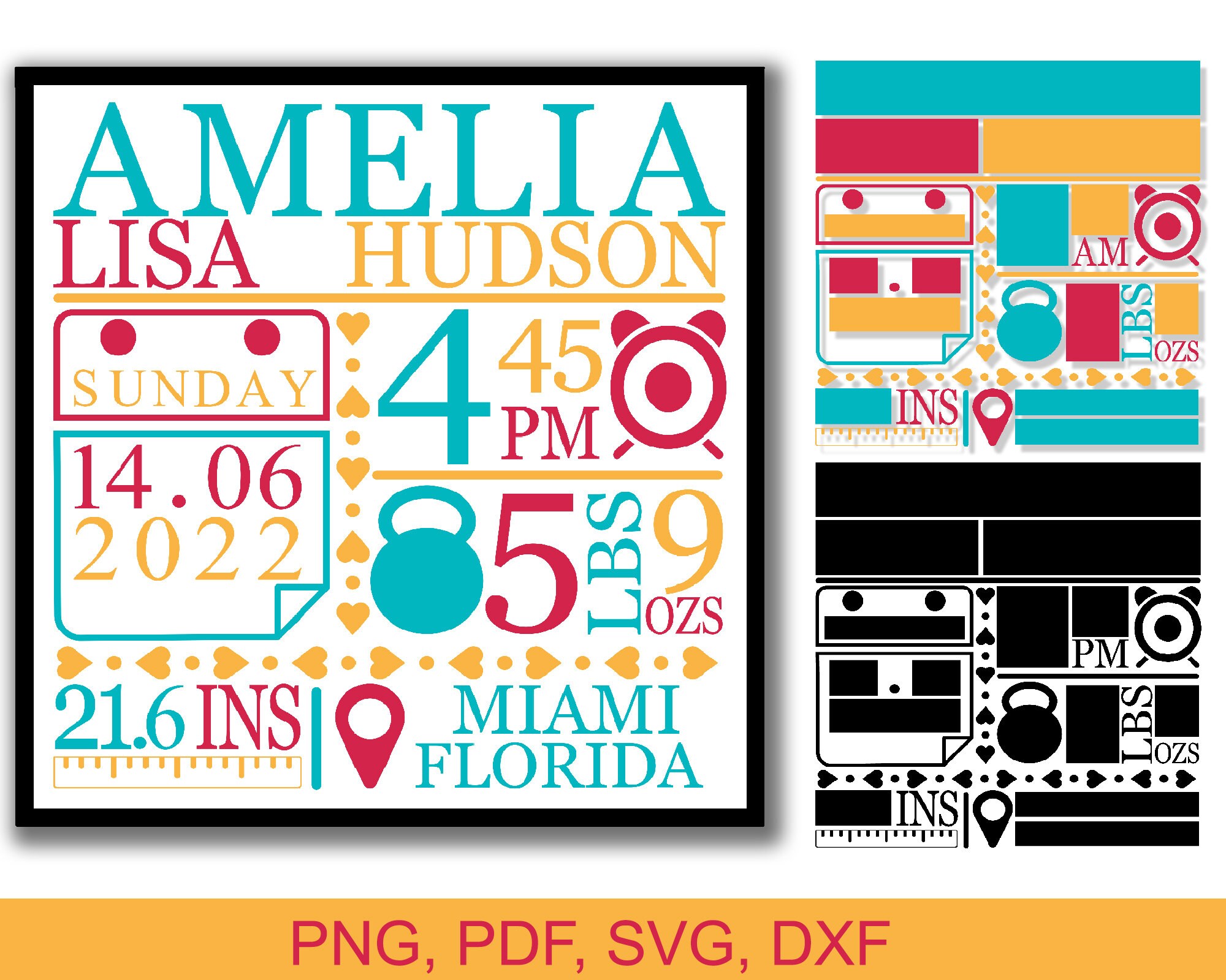 Birth Announcement Svg, Birth Stats Svg, Baby Birth Stats, Shower Svg ...