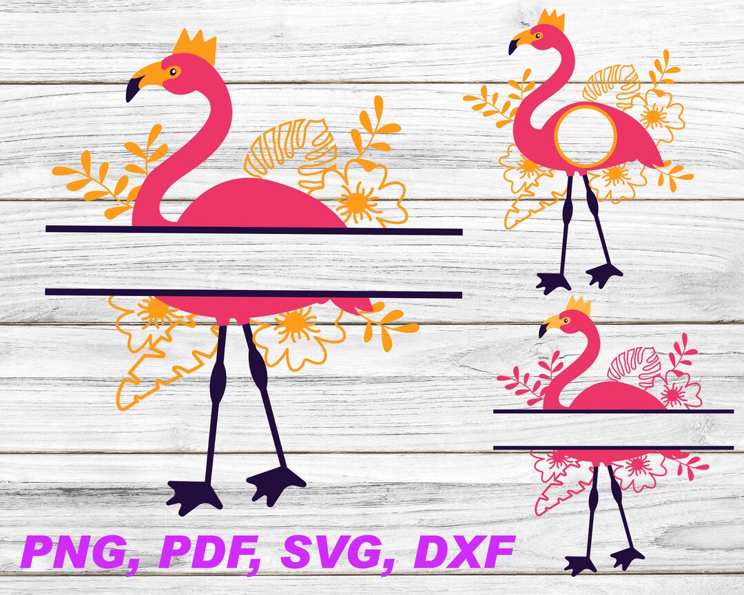 Flamingo Monogram SVG, Tropical Clipart, Cricut Silhouette Cut File ...