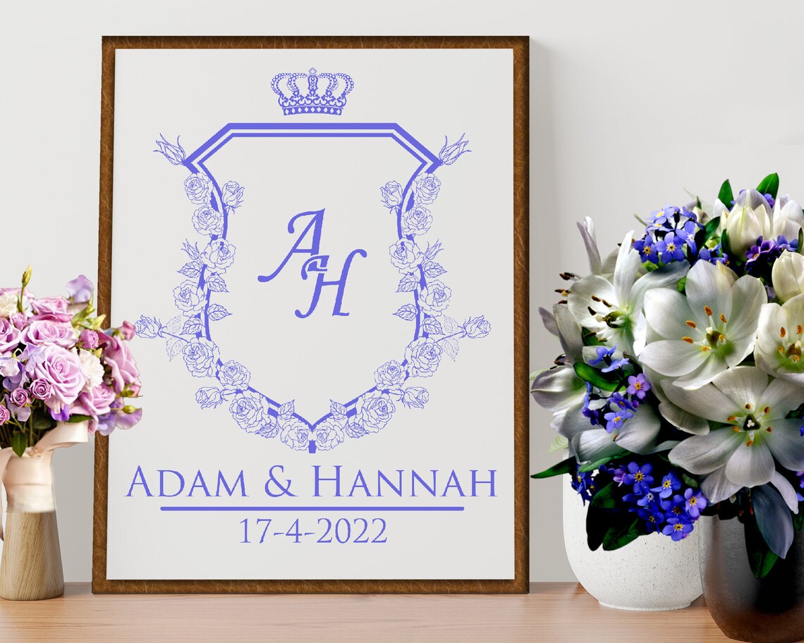 Custom Floral Wedding Logo Luxury Royal Wedding Monogram - Etsy