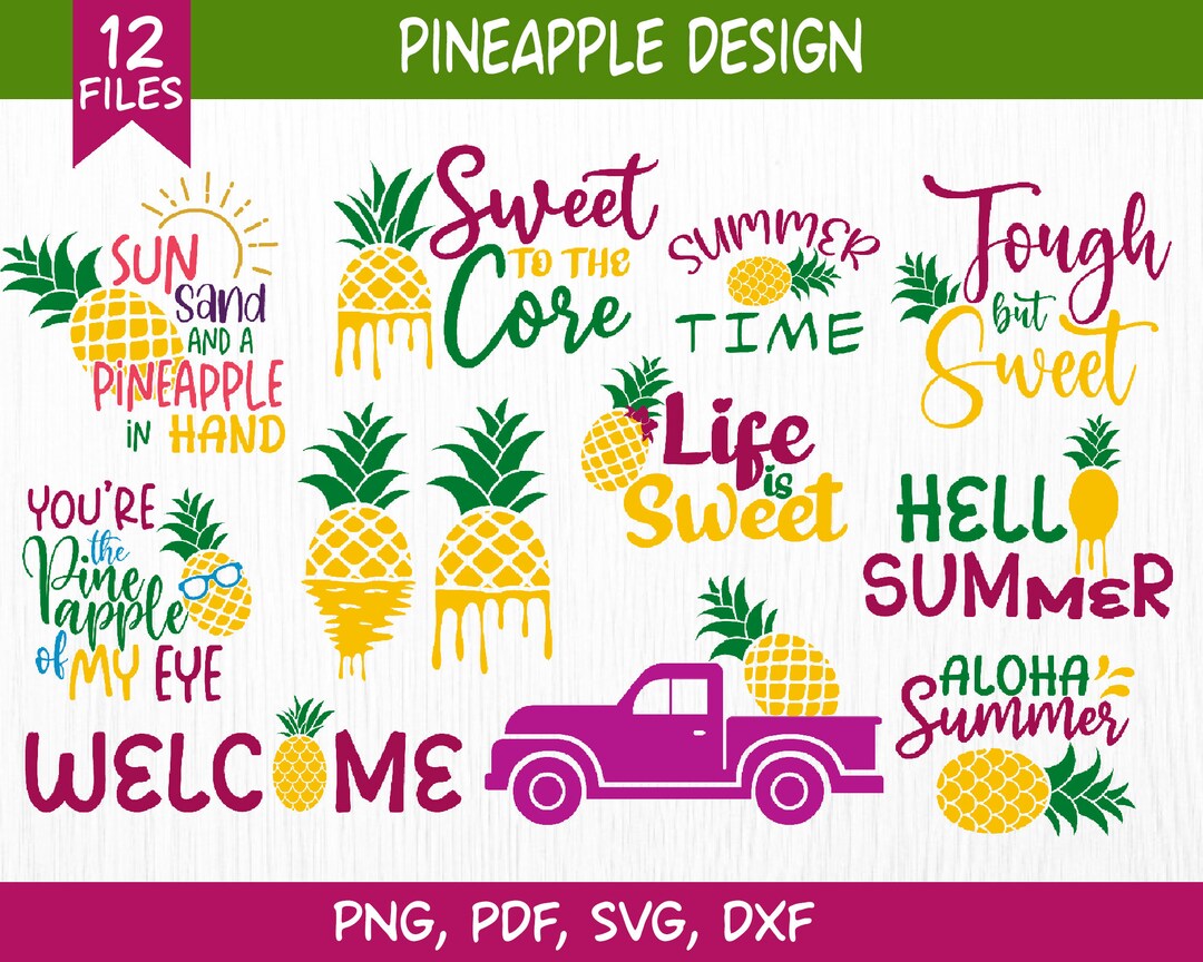 Pineapple Svg Bundle, Tropical Fruit Drip, Pineapple Png Clipart ...