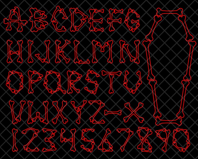 Hollow Bones Font Svg, Halloween Bones Alphabet, Skeleton Bones Font Svg Bundle, Horror Font ...