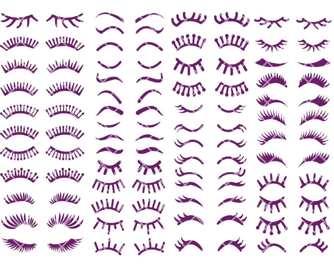 51 Eyelashes SVG Bundle, Eyebrows Svg, Unicorn Eyelashes SVG, Kawaii ...