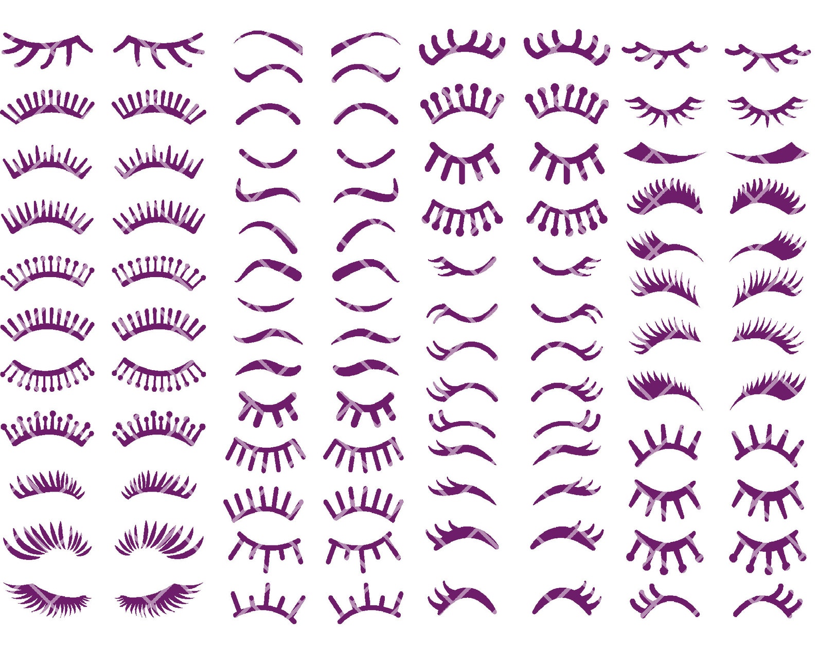 51 Eyelashes SVG Bundle, Eyebrows Svg, Unicorn Eyelashes SVG, Kawaii ...