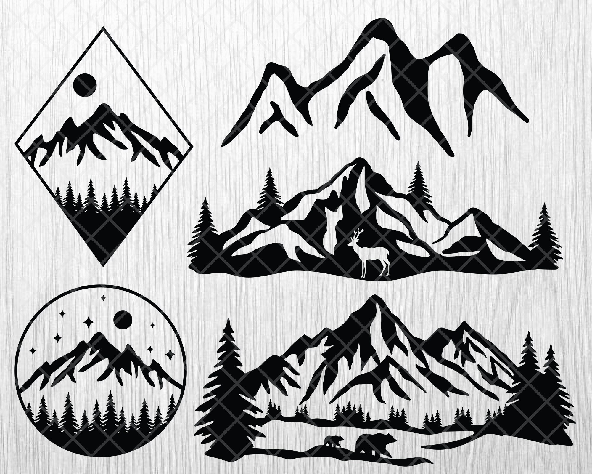 Mountain Svg Bundle, Mountains SVG, Geometric Mountains, File for ...