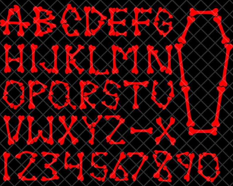 Hollow Bones Font Svg, Halloween Bones Alphabet, Skeleton Bones Font ...