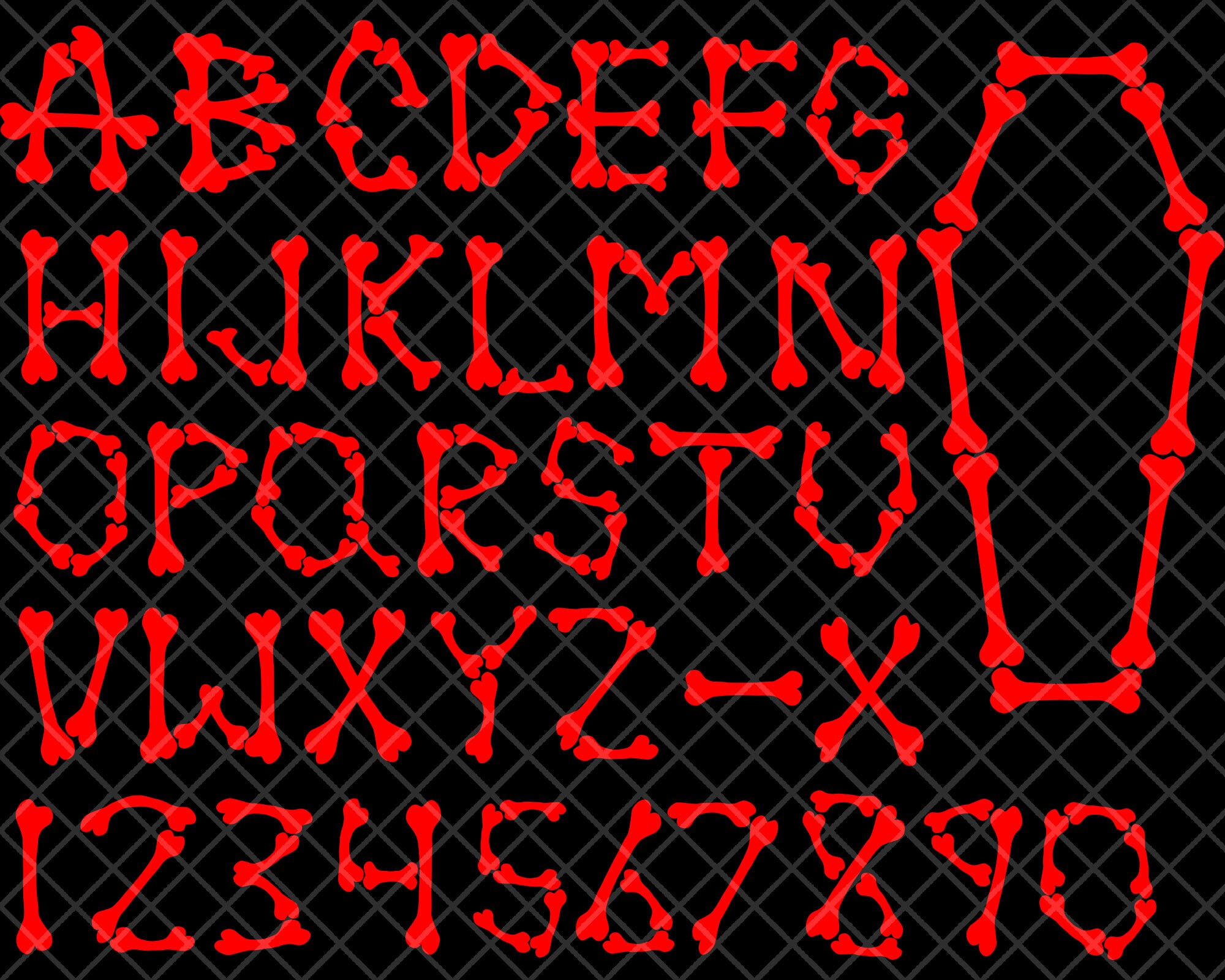 Hollow Bones Font Svg, Halloween Bones Alphabet, Skeleton Bones Font ...