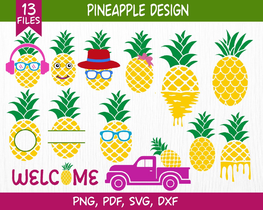 Pineapple Svg Bundle, Pineapple Monogram Svg, Tropical Fruit Drip ...