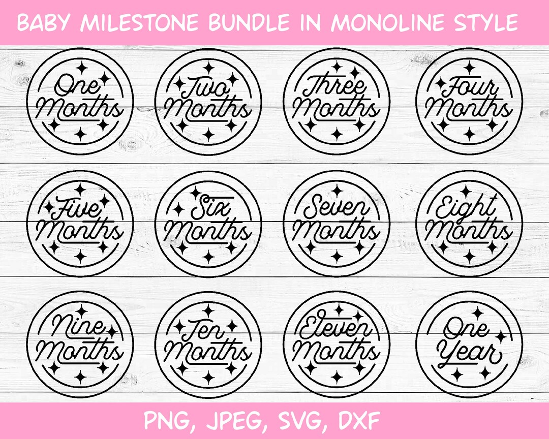 Monoline Baby Milestone Svg, Baby Milestone Svg Cricut, Baby Stat Sign ...