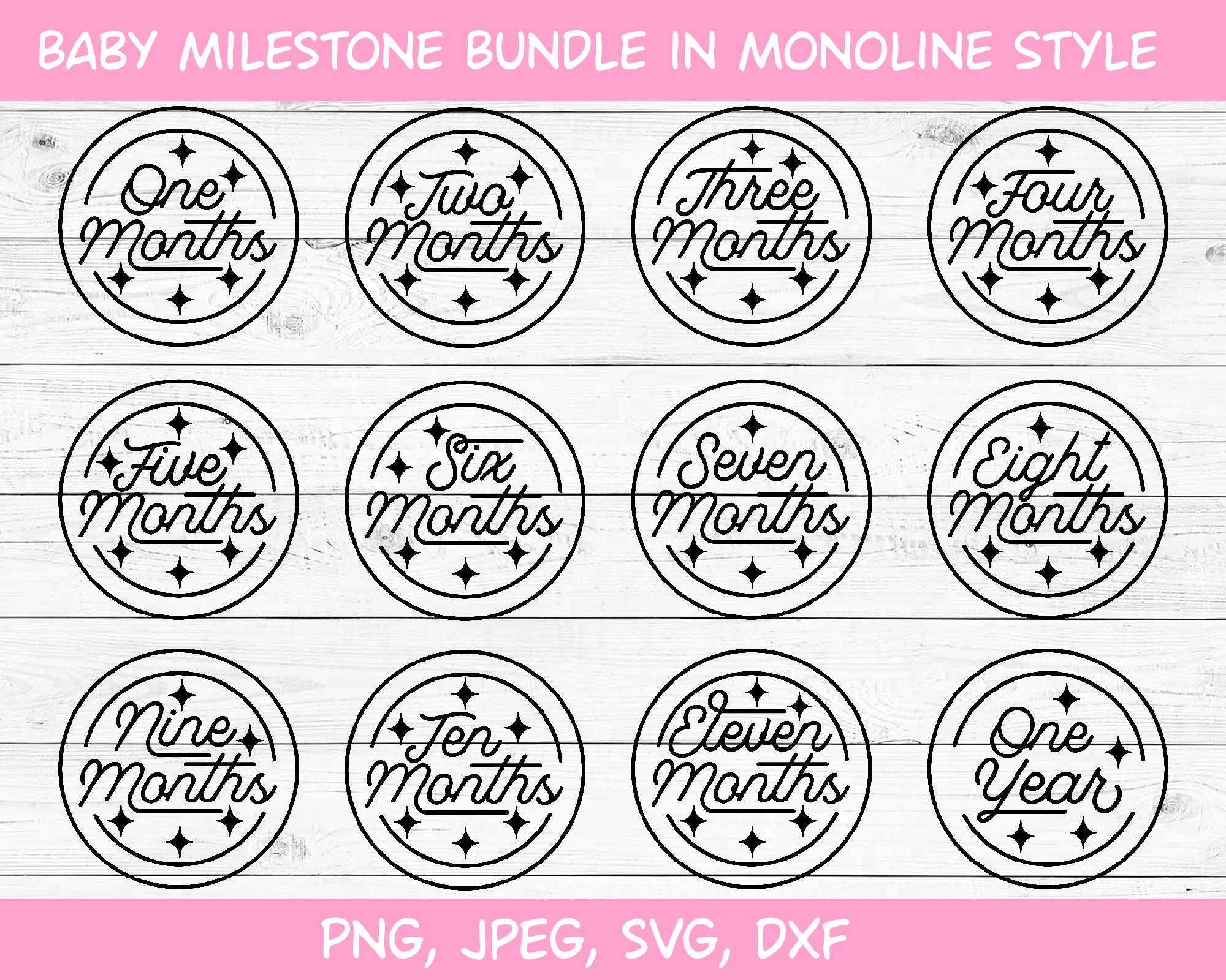Monoline Baby Milestone Svg, Baby Milestone Svg Cricut, Baby Stat Sign ...
