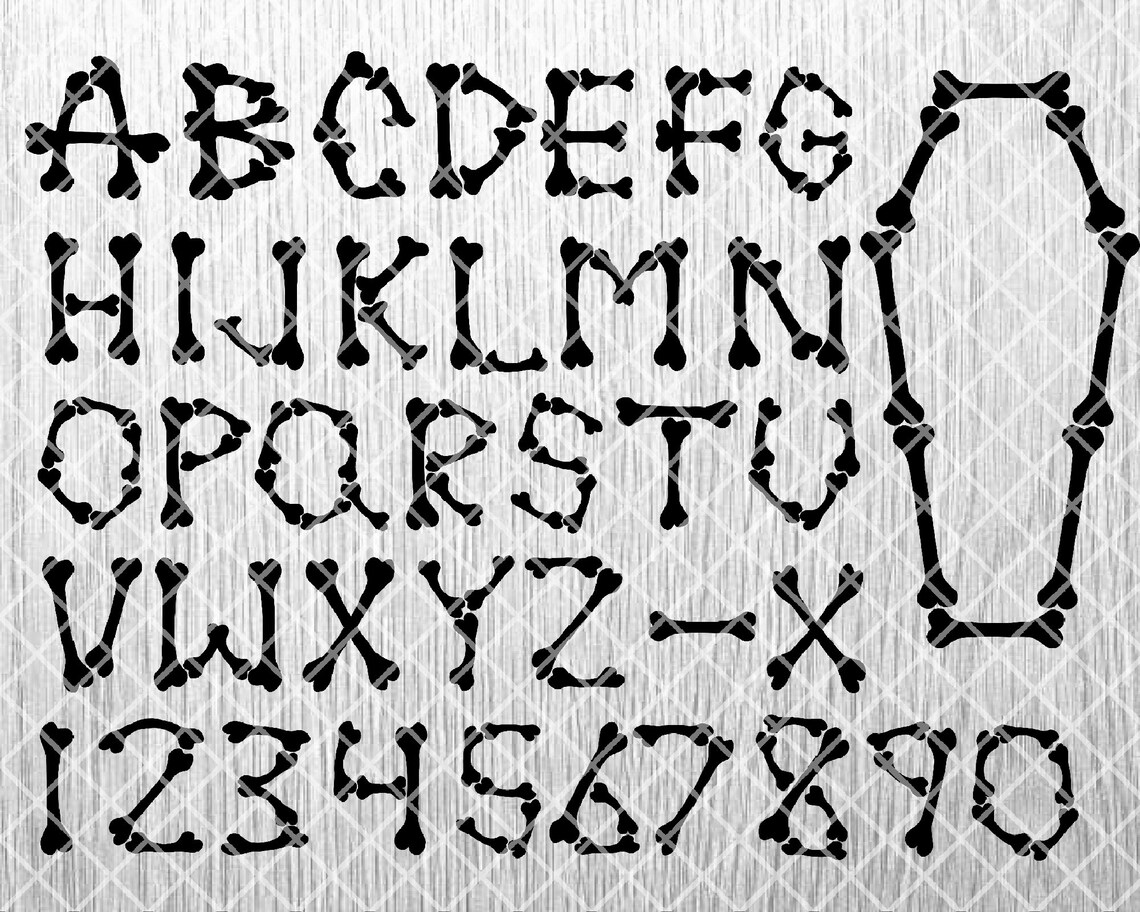 Bones Font Svg, Halloween Bones Alphabet, Skeleton Bones Font Svg ...