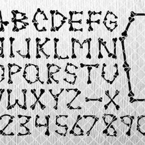Bones Font Svg, Halloween Bones Alphabet, Skeleton Bones Font Svg ...