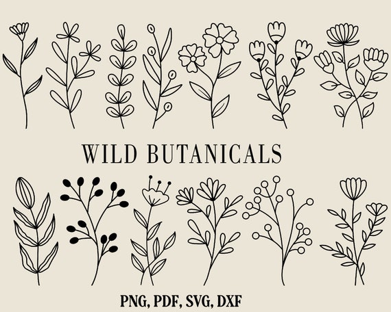Wildflowers Svg Bundle Floral Wild Stem Flower Branches Png - Etsy