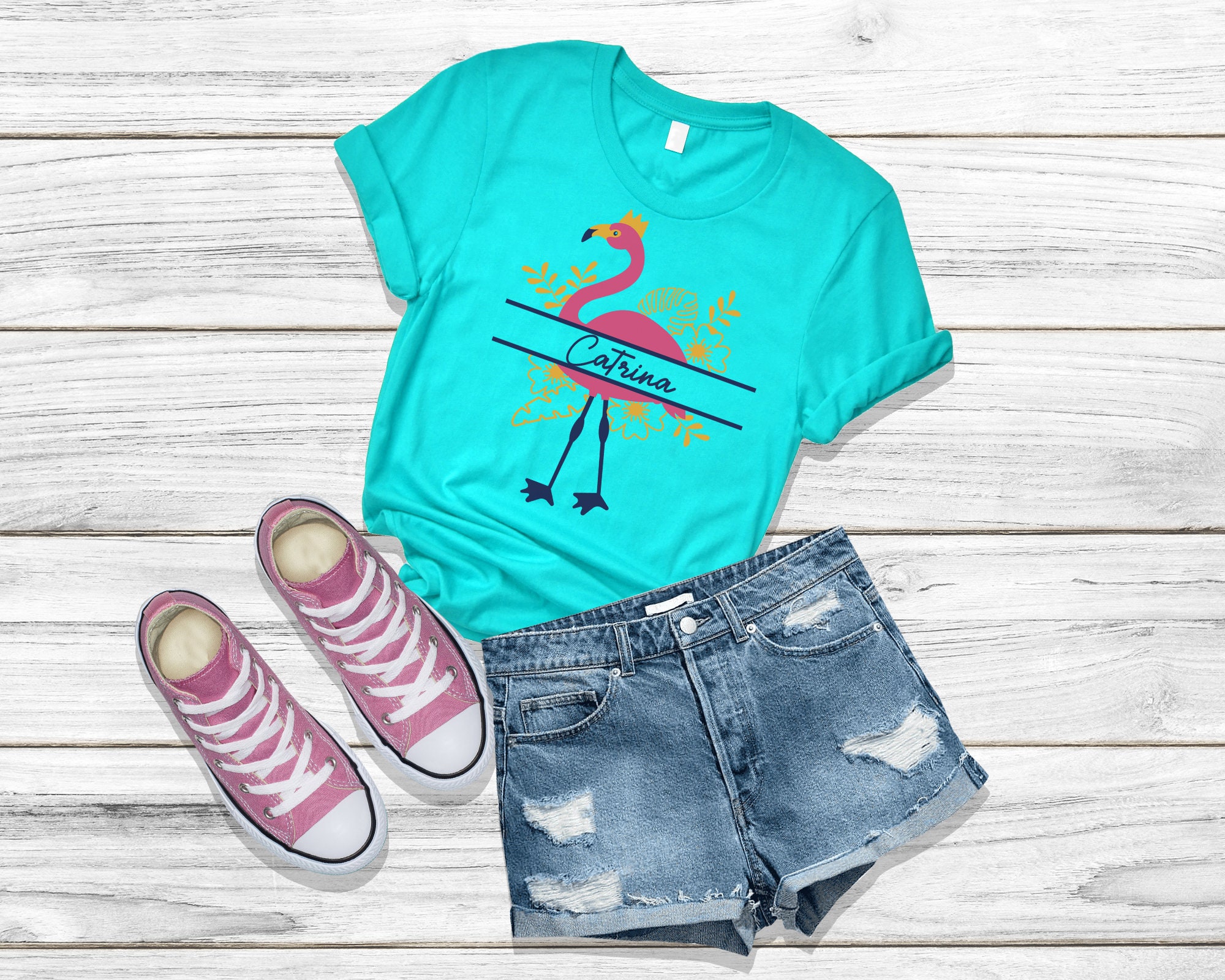 Flamingo Monogram SVG, Tropical Clipart, Cricut Silhouette Cut File ...