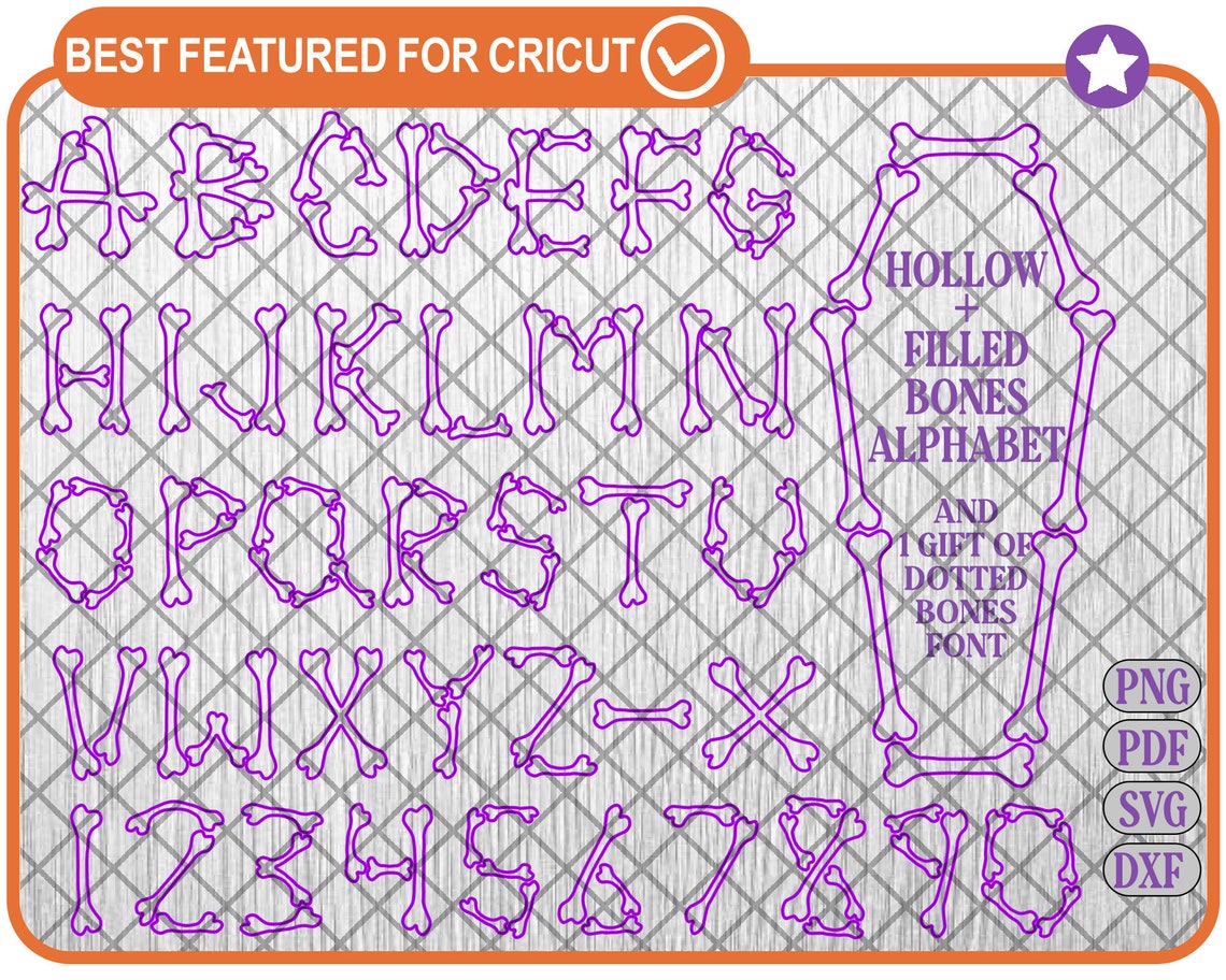 Hollow Bones Font Svg, Halloween Bones Alphabet, Skeleton Bones Font ...