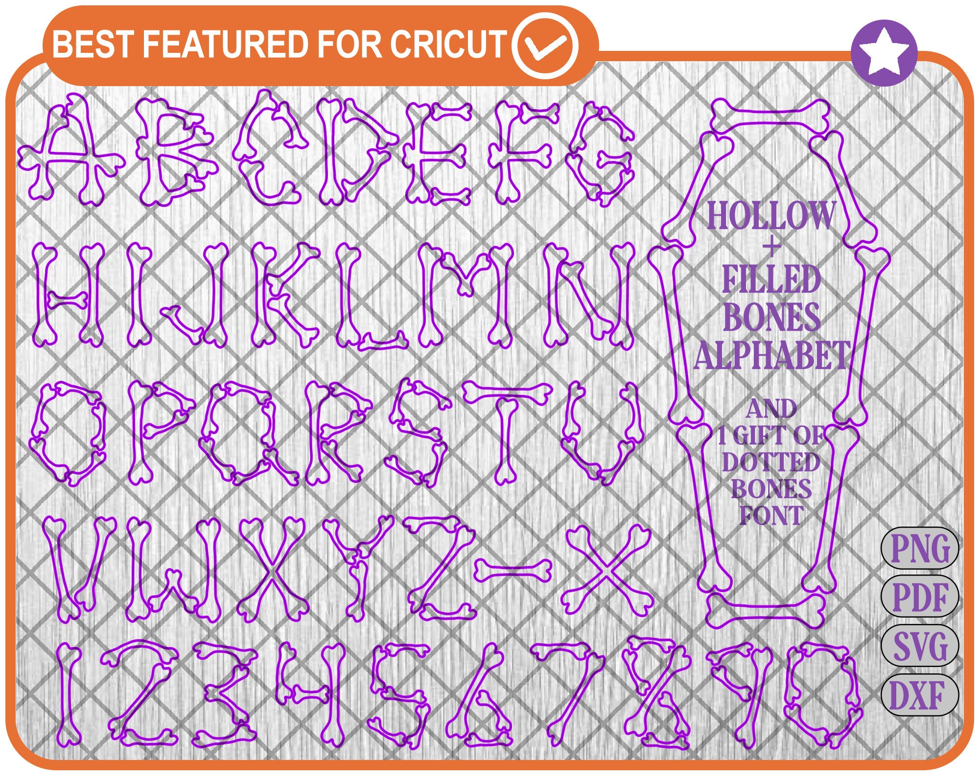 Hollow Bones Font Svg, Halloween Bones Alphabet, Skeleton Bones Font ...