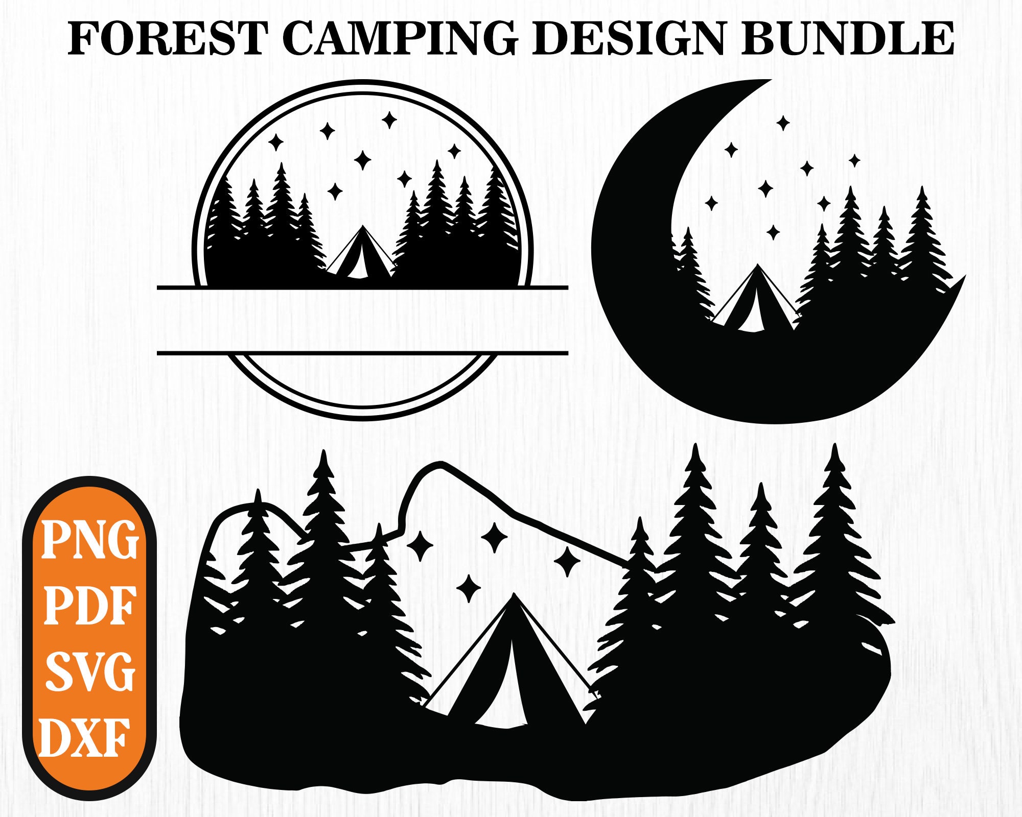 Forest Camping Split Monogram Frame SVG, Forest Tent Svg Bundle ...