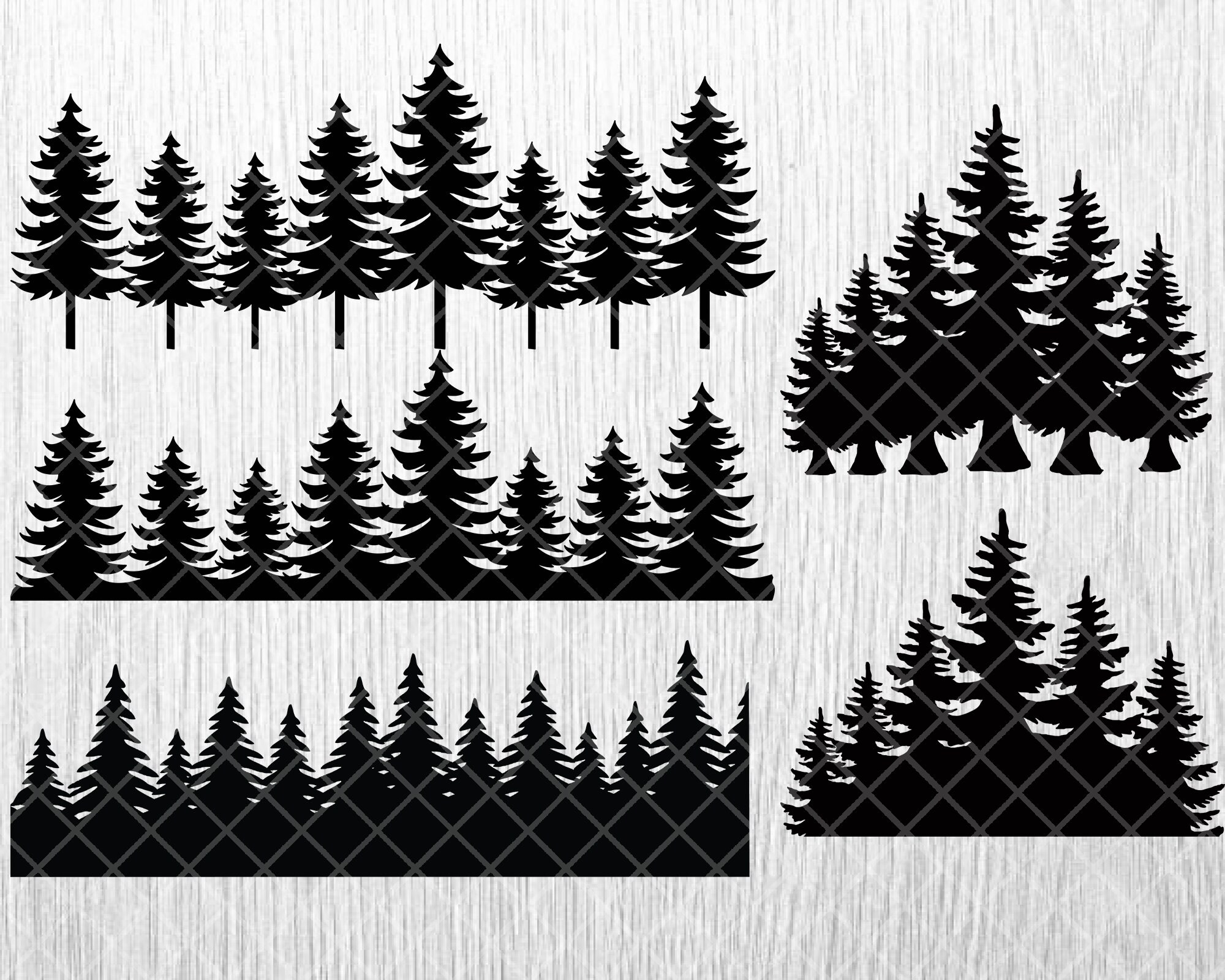Forest Tree Silhouette Svg Bundle, Forest Svg, Forest Bundle, Pine Tree ...