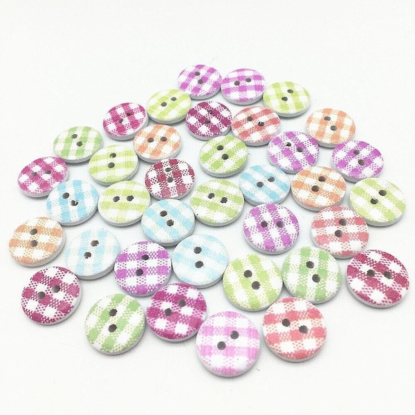 Plaid Buttons - Etsy