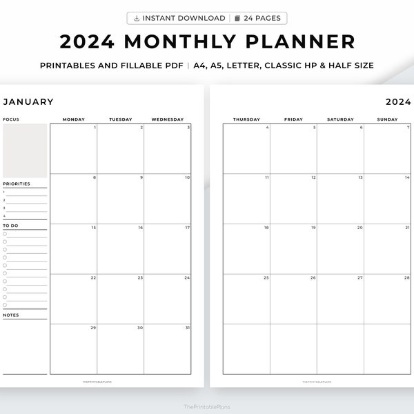 Printable A5 Planner - Etsy