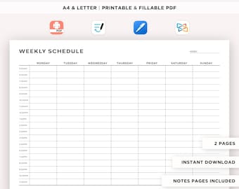 18 Hour Weekly Planner, Weekly Planner Printable, Week at a Glance ...