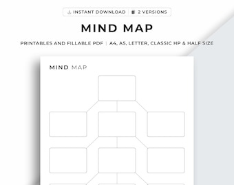 Printable Mind Map Planner, Visual Planner, Mind Map Template, Visual ...