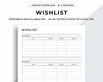 Wishlist Page Printable, Holiday Wishlist Template, Birthday Wishlist ...
