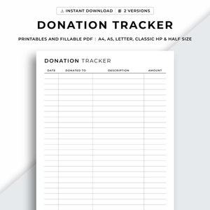Donation Tracker Printable, Donation Log, Tithe Tracker, Giving Log ...